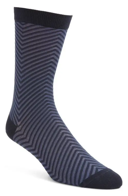 Nordstrom Chevron Crew Socks - Navy Peacoat