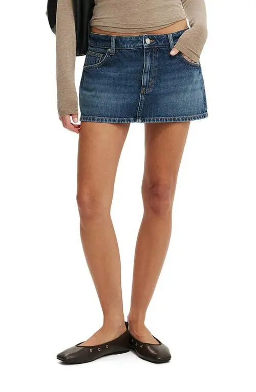 COTTON ON Low Rise Denim Mini Skort - Scorpio Blue