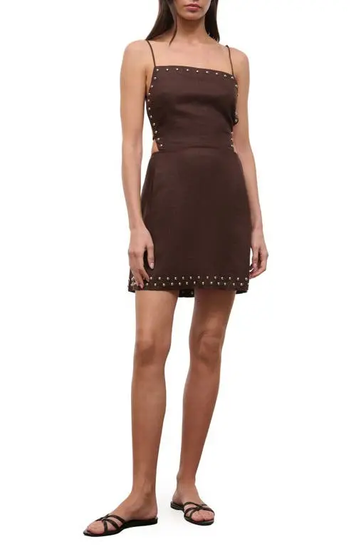 Staud Angelique Stud Detail Linen Minidress