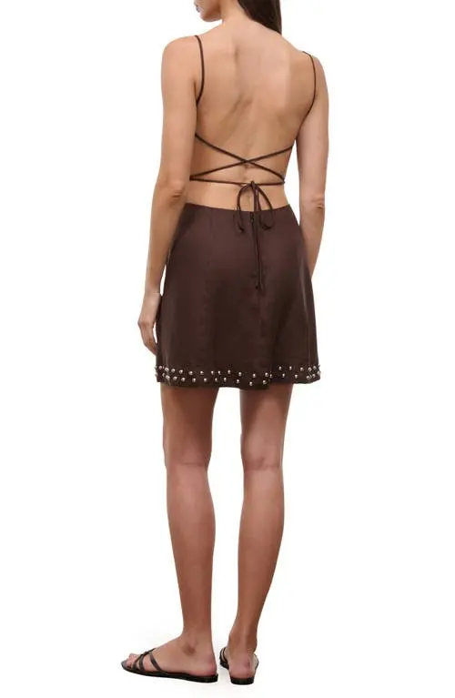 Staud Angelique Stud Detail Linen Minidress