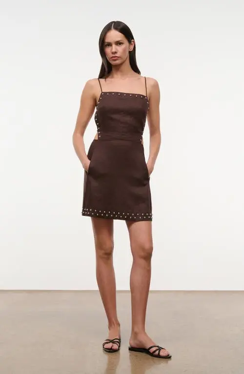 Staud Angelique Stud Detail Linen Minidress