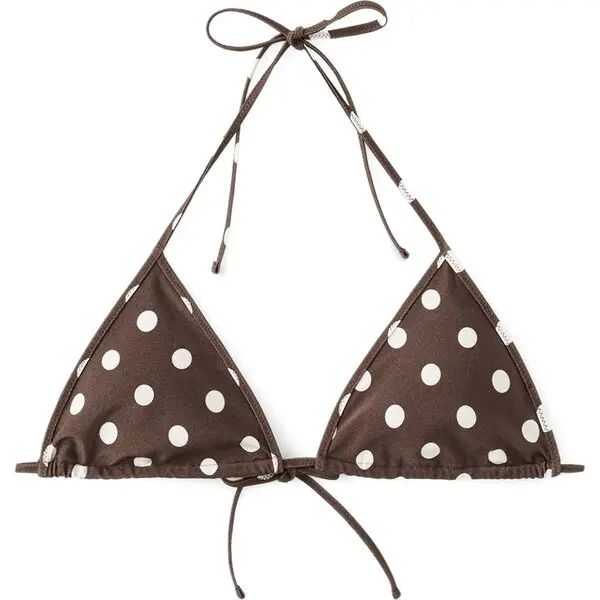 Mango Polka Dot Triangle Swim Top - Brown