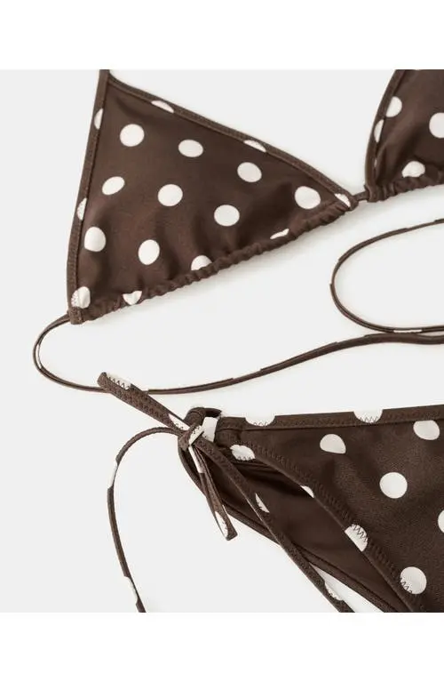Mango Polka Dot Triangle Swim Top - Brown