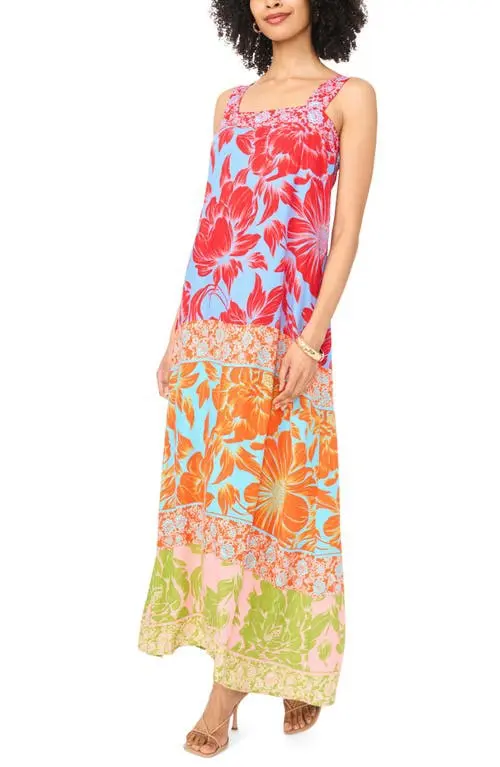 Vince Camuto Sleeveless Floral Maxi Dress - Shell Pink Multi