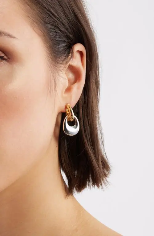 Nordstrom Polished Mixed Metal Frontal Hoop Earrings
