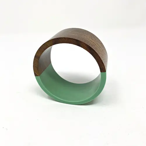 YOUZEY Two-tone Wood Statement Bangle - Aqua