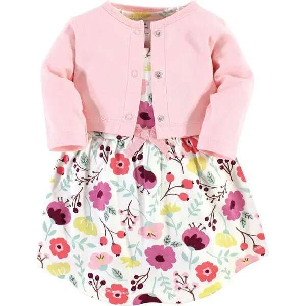 TOUCHED BY NATURE Organic Cotton Floral Dress And Cardigan Set - Botanical