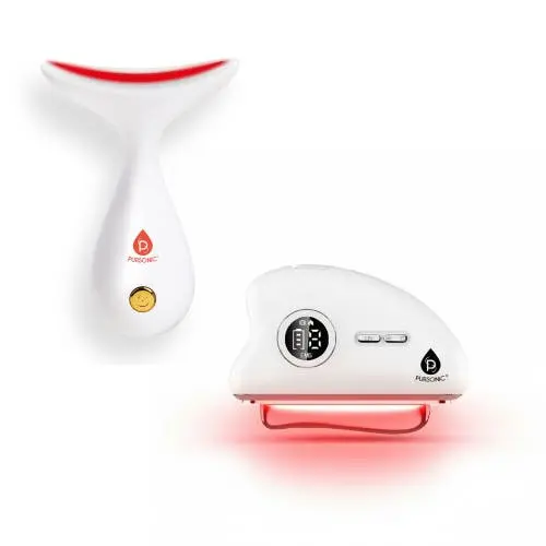 PURSONIC 7-in-1 Led Light Therapy Face & Neck Device + Sculpting Wand Gua Sha - White