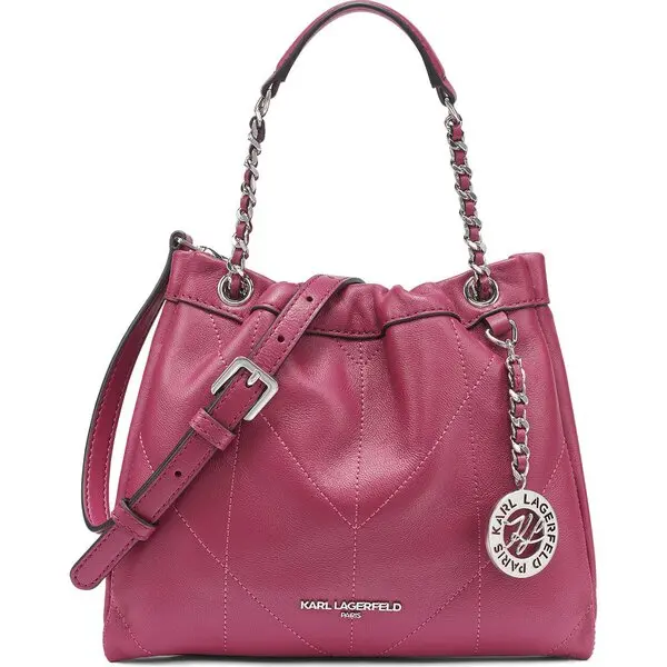 Karl Lagerfeld Paris Amandine Leather Crossbody Bag - Currant