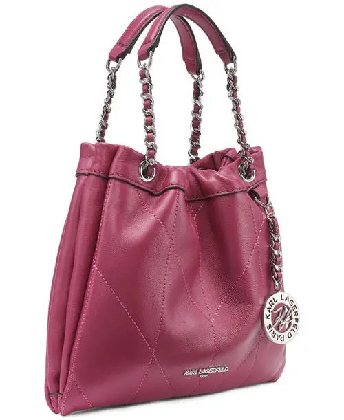 Karl Lagerfeld Paris Amandine Leather Crossbody Bag - Currant