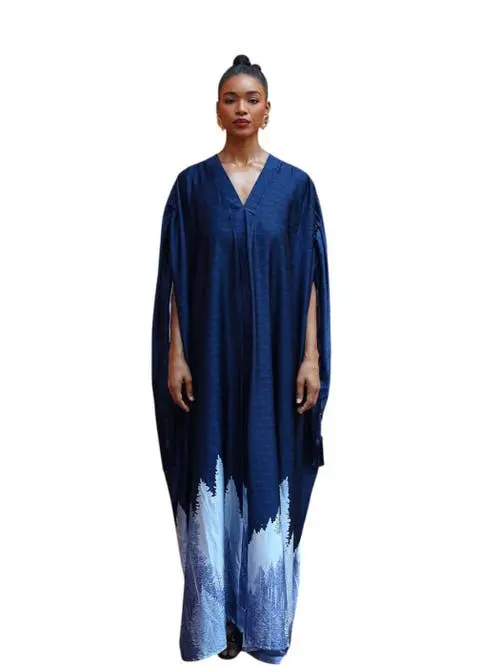 FLAUNT ARCHIVE Suri Silk Caftan - Blue