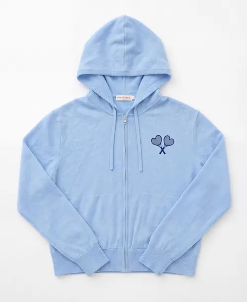 LOVE ALL TENNIS Courtside Cashmere Zip-up Hoodie - Blush