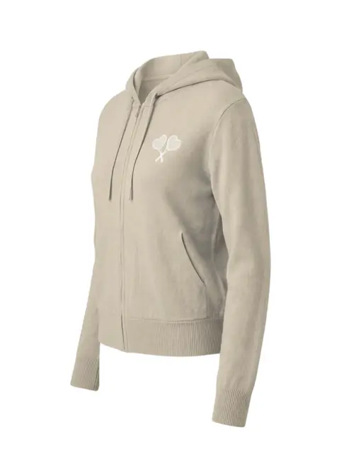 LOVE ALL TENNIS Courtside Cashmere Zip-up Hoodie - Blush