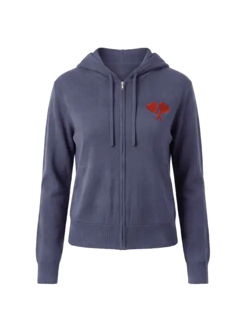 LOVE ALL TENNIS Courtside Cashmere Zip-up Hoodie - Midnight