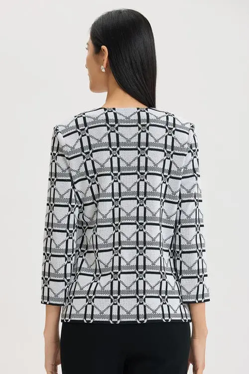 Ming Wang Heritage Monochrome Geometric Knit Jacket