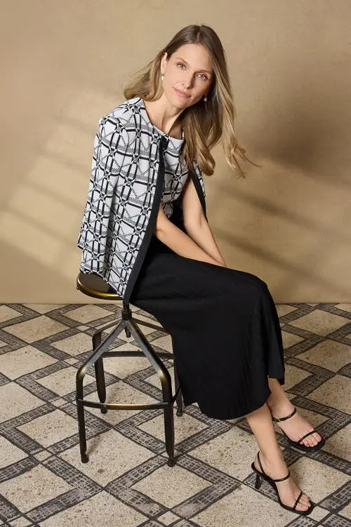 Ming Wang Monochrome Geometric Knit Jacket