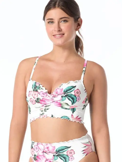 COCO REEF Lavish Crop Swim Top - White Mlti