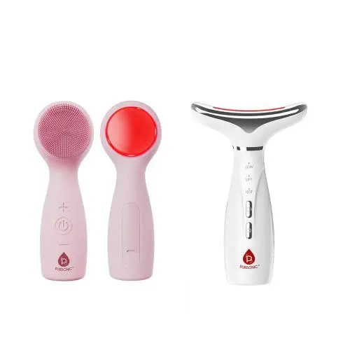 PURSONIC 7-in-1 Led Therapy Device For Face & Neck + 3-in-1 Facial Cleansing System - Multicolor
