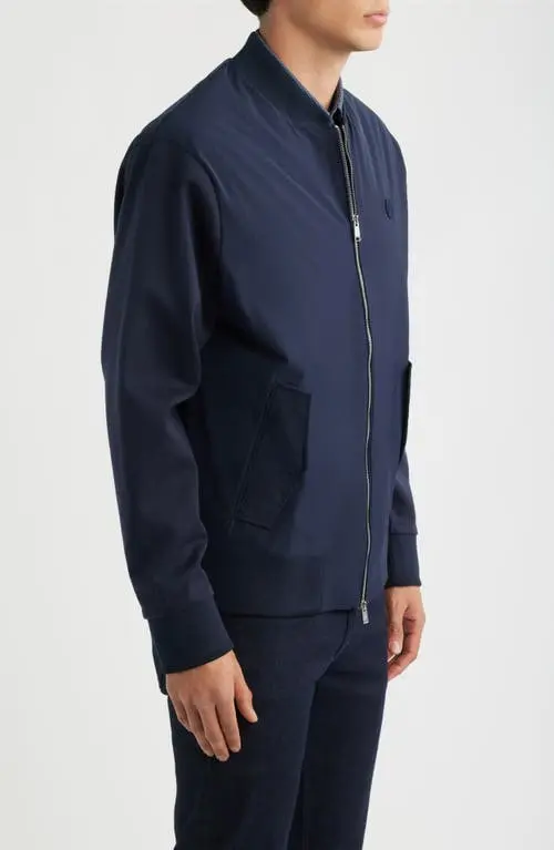 BOSS Skiles Cotton Bomber Jacket - Dark Blue
