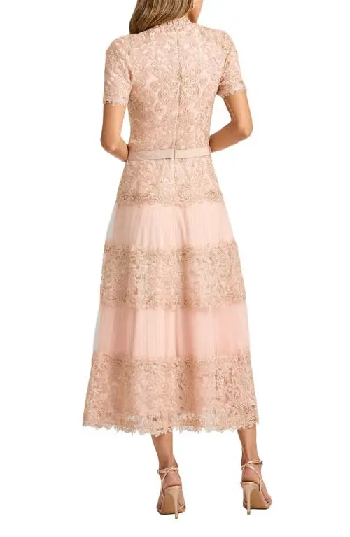 Tadashi Shoji Lace And Mesh Midi Cocktail Dress