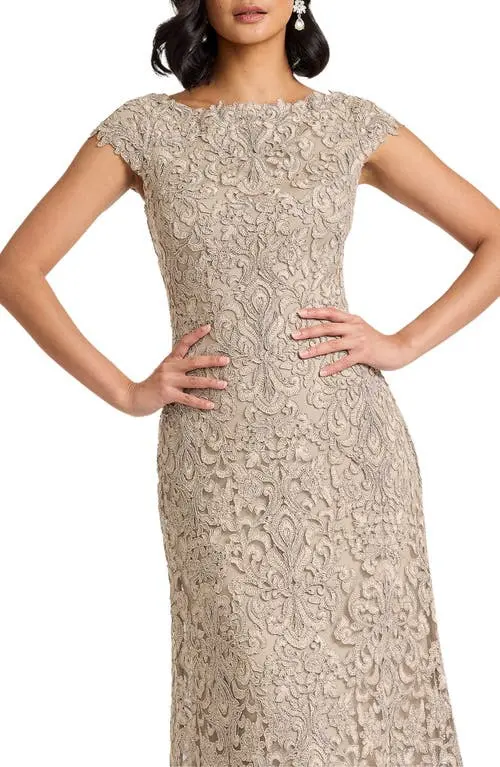 Tadashi Shoji Bateau Neck Lace Gown