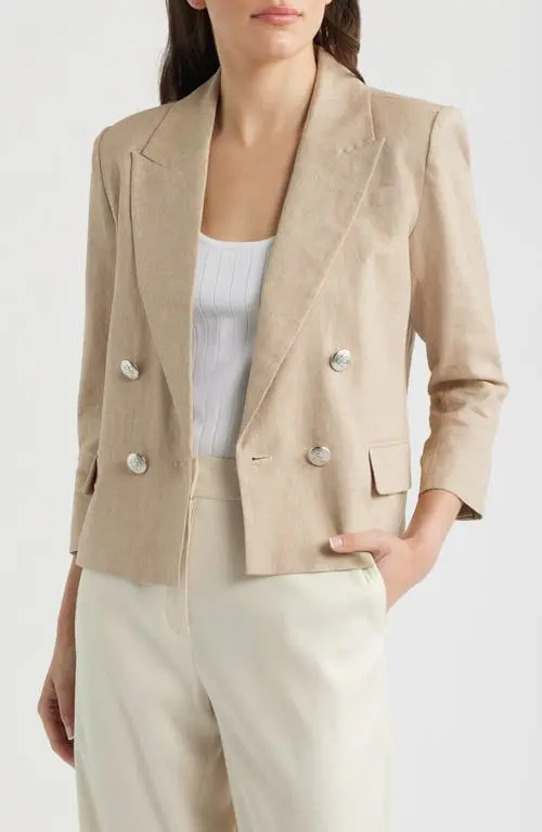 Halogen Double Breasted Cropped Blazer - Pebble
