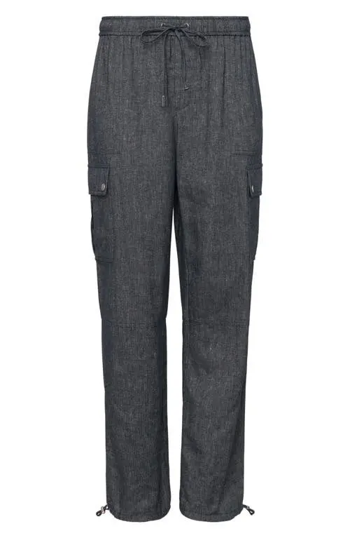 Cinq À Sept Crislin Cargo Joggers In Linen And Cotton Blend - Navy/ivory