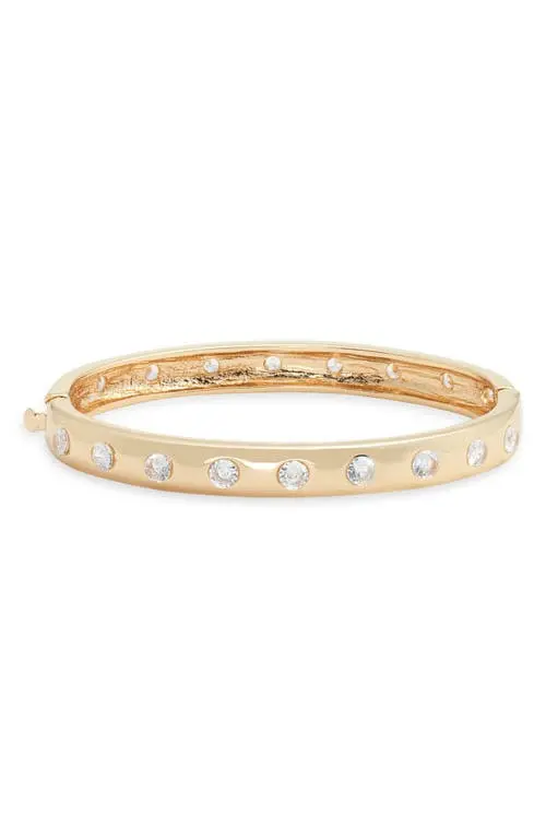 Nordstrom Cubic Zirconia Hinge Bangle Bracelet - Clear- Gold