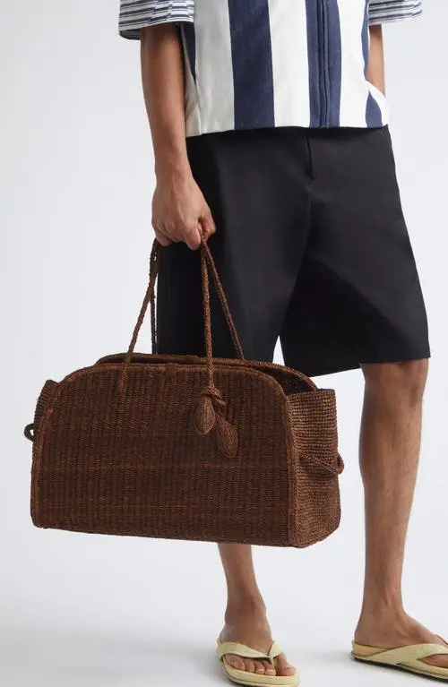 Jacquemus Le Grand Turismo Raffia Bowling Bag - Camel