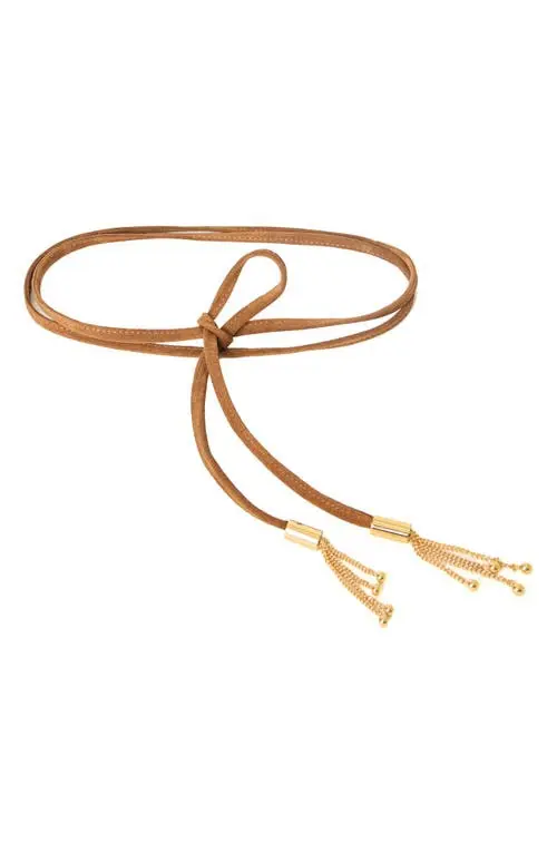 B-low The Belt Suede Wrap Belt With Gold Tone Tassel Tips - Bronze Gold