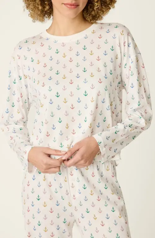 PJ Salvage Meet Me The Sea Long Sleeve Pajama Top - Ivory