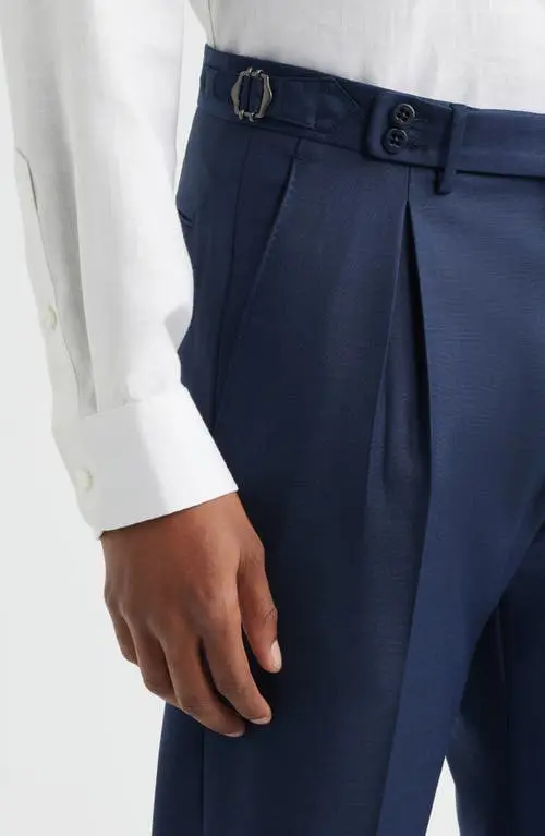Zanella Danny Pleated Solid Wool Dress Pants