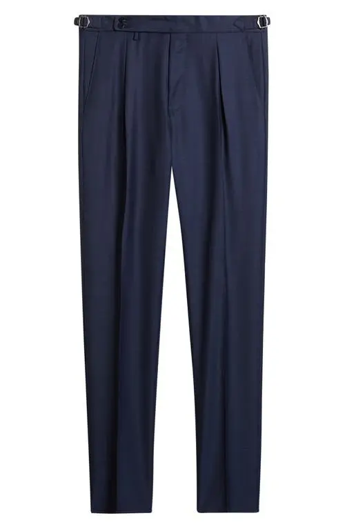 Zanella Danny Pleated Solid Wool Dress Pants
