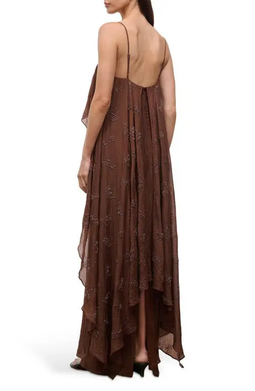 Staud Valencia Crinkle Beaded Maxi Dress