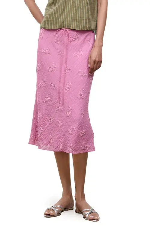 Staud Lucia Beaded Floral Midi Skirt