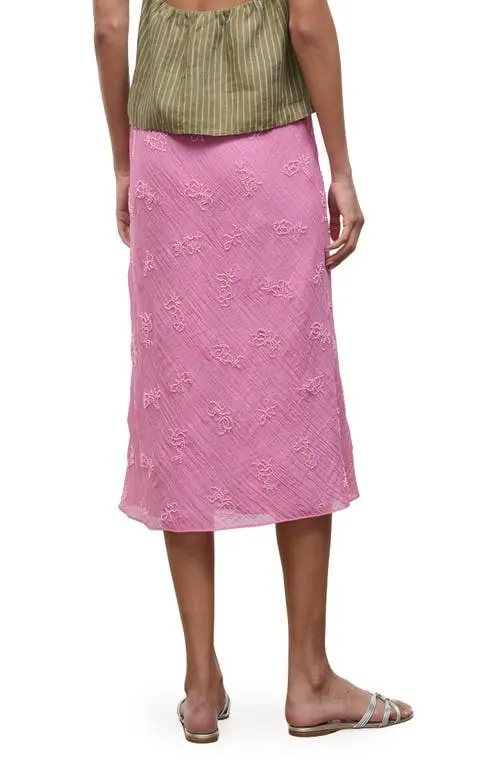 Staud Lucia Beaded Floral Midi Skirt