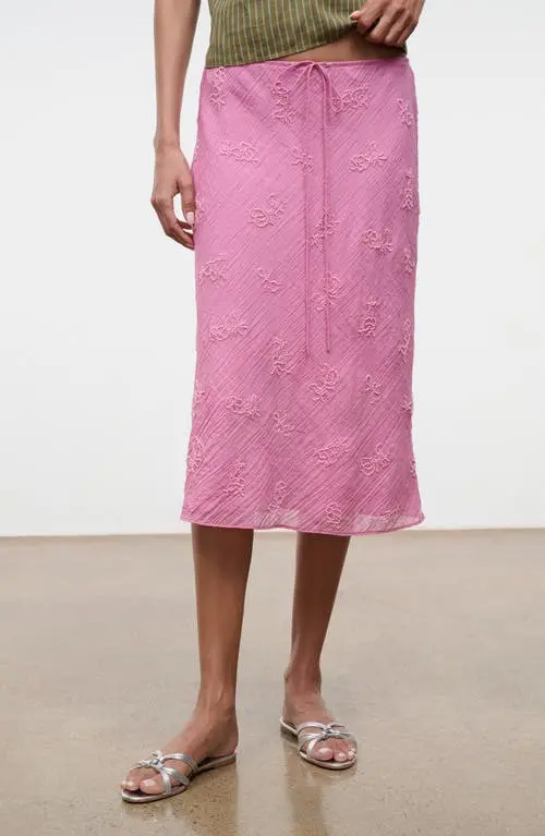 Staud Lucia Beaded Floral Midi Skirt