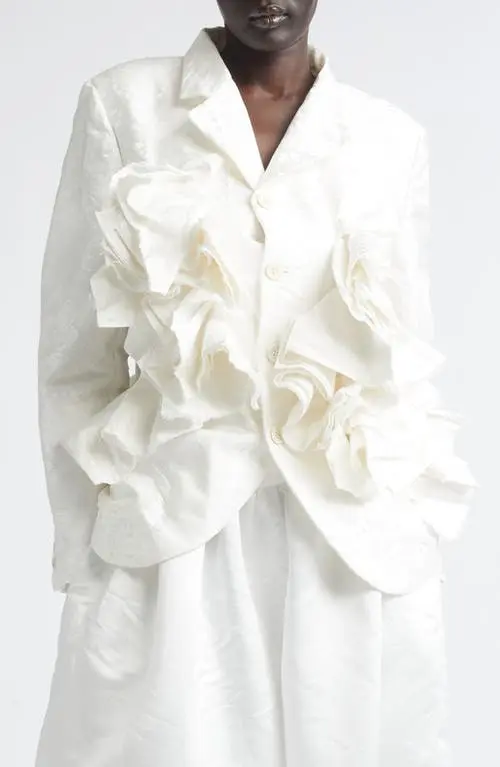 Comme Des Garçons Floral Damask Single Breasted Blazer - Off-white