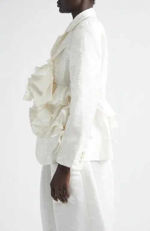 Comme Des Garçons Floral Damask Single Breasted Blazer - Off-white