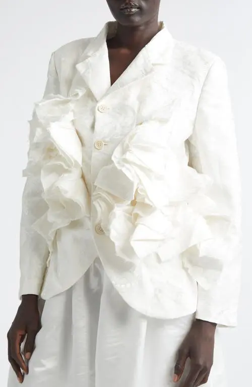 Comme Des Garçons Floral Damask Single Breasted Blazer - Off-white