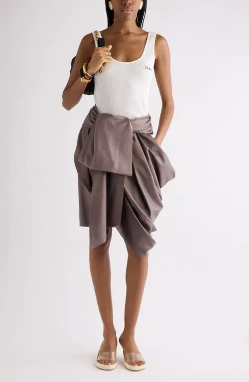 Chloé Technical Satin Faux Wrap Skirt
