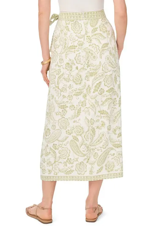 Vince Camuto Mixed Print Wrap Midi Skirt