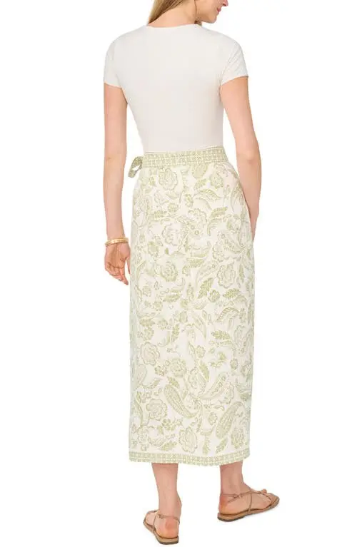 Vince Camuto Mixed Print Wrap Midi Skirt
