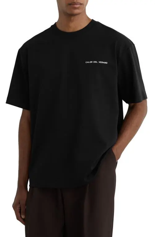 REISS Casa Cotton Graphic T-shirt - Black