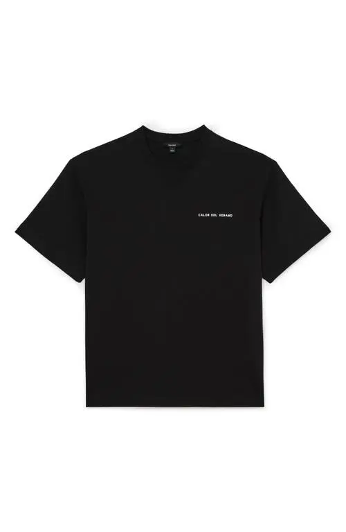 REISS Casa Cotton Graphic T-shirt - Black