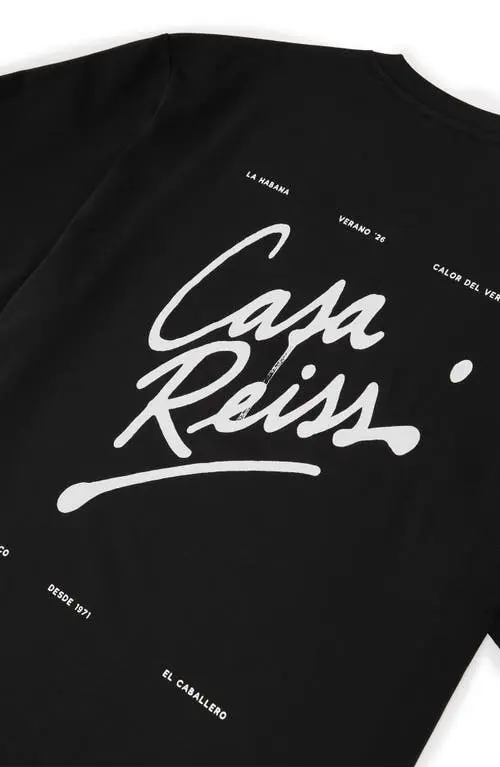 REISS Casa Cotton Graphic T-shirt - Black