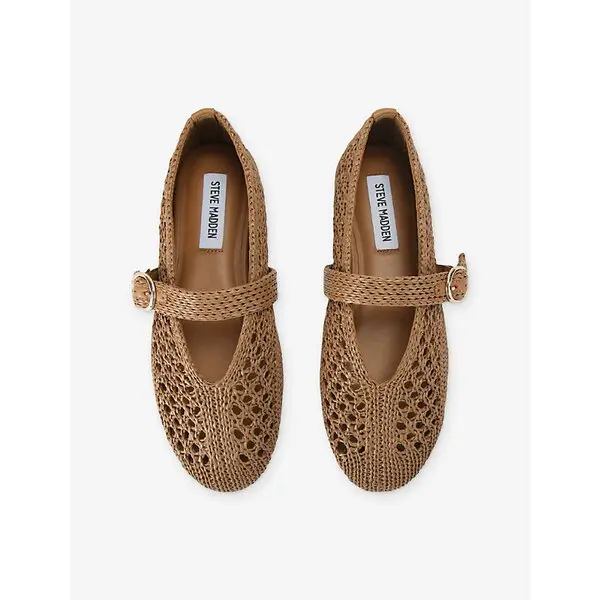 Steve Madden Alara Woven Ballet Flats With Buckle Fastening - Tan Comb