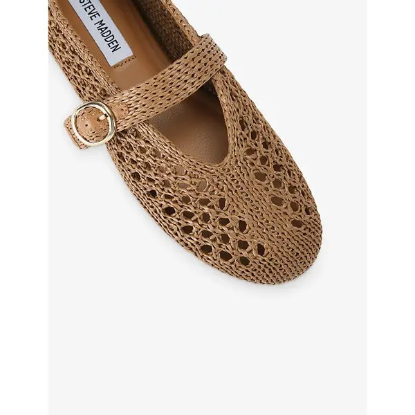 Steve Madden Alara Woven Ballet Flats With Buckle Fastening - Tan Comb