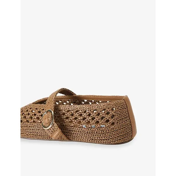 Steve Madden Alara Woven Ballet Flats With Buckle Fastening - Tan Comb