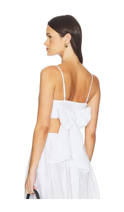 Susana Monaco Solid Linen Tie Back Top - White